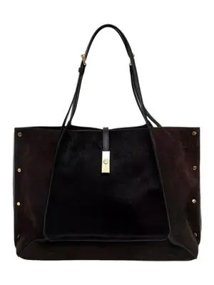 POLLINI Austin Stud-embellished Calf-hair Tote Bag Brown