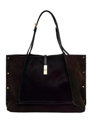 POLLINI Austin Stud-embellished Calf-hair Tote Bag - Brown