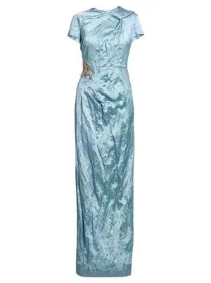 Erdem Embroidered Draped Gown - Blue