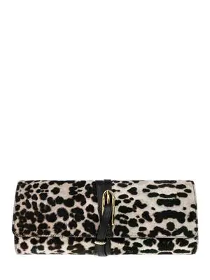 LIFFNER Leopard-print Buckle-fastening Clutch Bag Neutrals