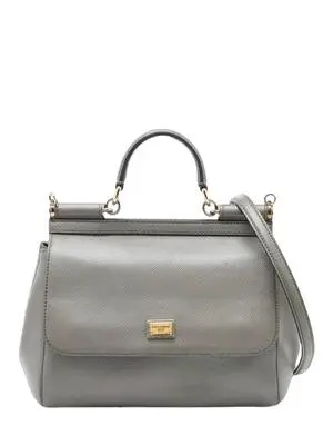 Dolce & Gabbana Miss Sicily Leather Handbag Grey