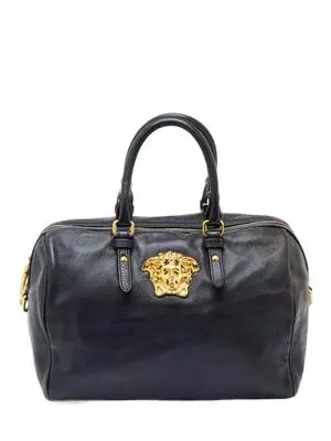 Versace Medusa Pebbled Satchel Bag - Black