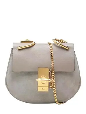 Chloé 2016 Mini Bicolor Suede And Calfskin Drew Crossbody Bag - Grey