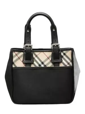 Burberry 2000-2017 Nova Check Trimmed Nylon Handbag - Black