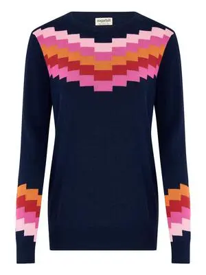 SUGARHILL BRIGHTON Rita Sweater Navy Chevron - Blue