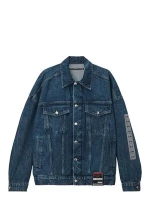 Alexander Wang Oversized Trucker Jacket With Graphic Detail - Deep Blue