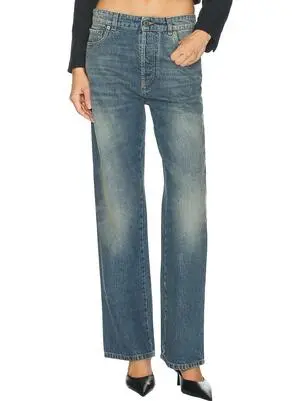 Miu Miu Low Waisted Wide Leg In Blue - Bleu