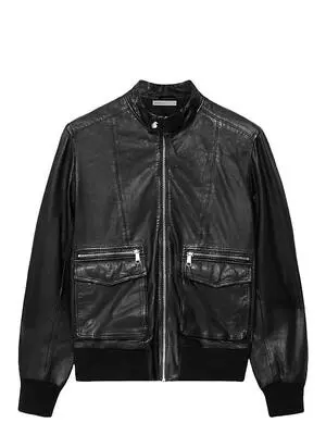 ALLSAINTS Hiro Zip-up Leather Bomber Jacket - Black