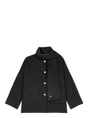 Maje Scarf-detail Boxy-fit Wool-blend Coat 6 Grey