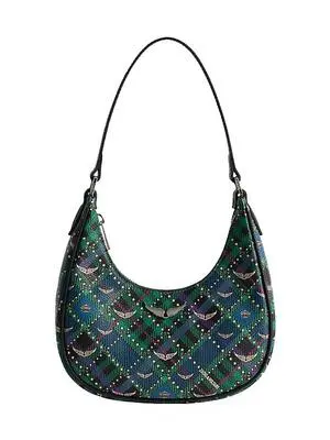 Zadig&Voltaire Z Night Out Punk Check Coated-canvas Shoulder Bag - Emerald