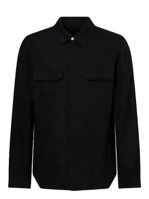 Rick Owens Regular-fit Flap-pocket Cotton-and-wool Shirt - Black
