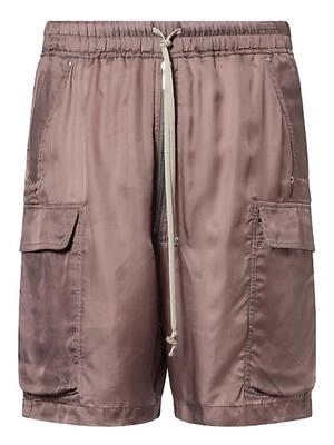 Rick Owens Cargobela Patch-pocket Satin Shorts 40 Grape