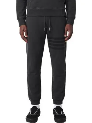 Thom Browne Slim Fit Cotton Jogging Trousers With 4-bar Detail Black