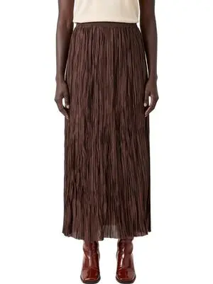 ROBERTO COLLINA High-waisted Pleated Crêpe Midi Skirt Dark