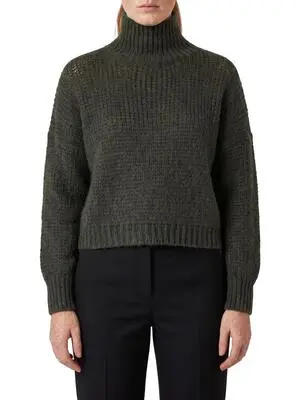 ROBERTO COLLINA Wool Blend Turtleneck Jumper With Dropped Shoulders - Green