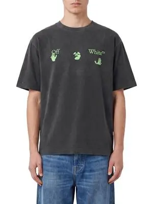 Off-White Cotton T-shirt With Back Arrow Logo Print - Black