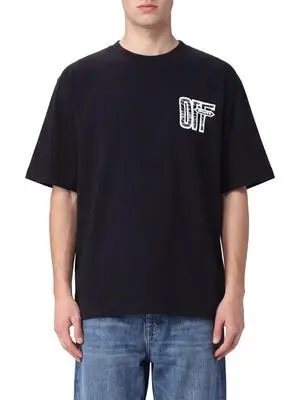 Off-White Cotton Crewneck T-shirt With Contrast Arrow Logo Print - Black