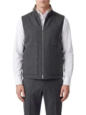 LARDINI High-neck Knitted Wool Gilet With Zip Closure - Grey