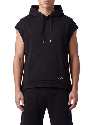 Balenciaga Sleeveless Relaxed Fit Cotton Hoodie With Embroidered Logo - Black