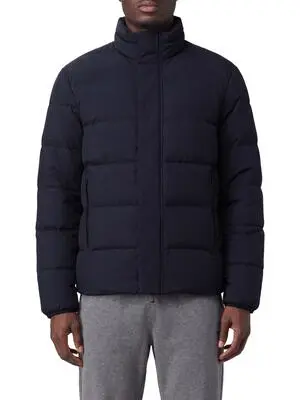 Emporio Armani Quilted Nylon Puffer Jacket With Eagle Logo - Blue