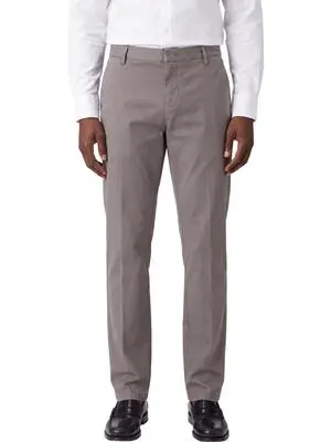 DONDUP Slim Fit Cuffed Stretch Cotton Chino Trousers Grey