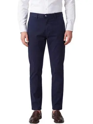 SLOWEAR Slim Fit Stretch Cotton Chino Trousers With Slash Pockets Blue