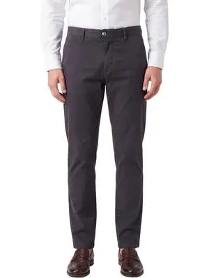 SLOWEAR Slim Fit Stretch Cotton Chino Trousers With Slash Pockets Brown