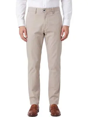 SLOWEAR Slim Fit Stretch Cotton Chino Trousers With Slash Pockets Cocoa