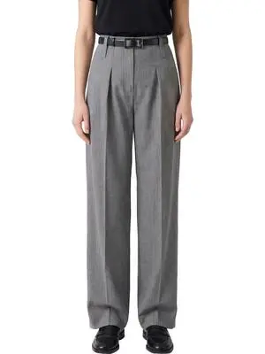 Elisabetta Franchi High-waisted Virgin Wool Palazzo Trousers - Grey