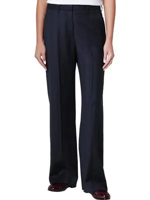 BLAZÉ MILANO Low-waisted Virgin Wool Wide-leg Palazzo Trousers - Blue