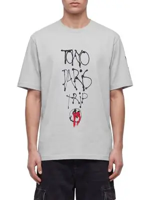 Y3 Cotton T-shirt With Contrast Logo And Slogan Print - Grey