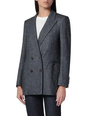 BLAZÉ MILANO Double-breasted Peak Lapel Wool-blend Blazer - Black