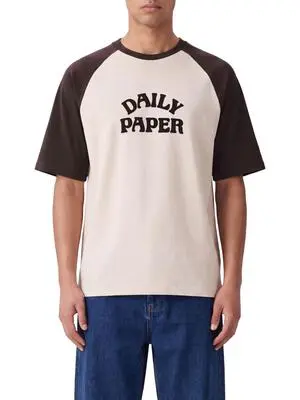 DAILY PAPER Crewneck Cotton T-shirt With Contrast Logo - Beige