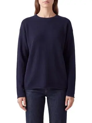 Extreme Cashmere Crew Neck Jumper In Cashmere Blend With Dropped Shoulders - Blue