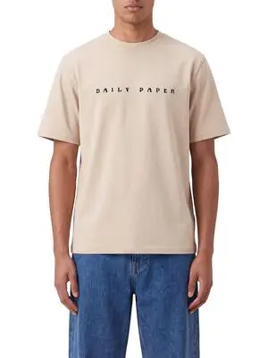 DAILY PAPER Crewneck Cotton T-shirt With Dropped Shoulders And Logo - Beige