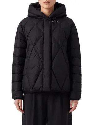 FAY Quilted Nylon Puffer Jacket With Hood And Iconic Toggles - Black