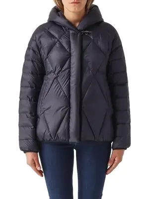 FAY Quilted Nylon Puffer Jacket With Hood And Iconic Toggles Blue