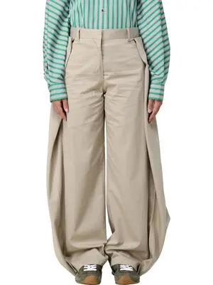 Loewe High-waisted Draped Wide-leg Trousers In Silk And Cotton - Beige