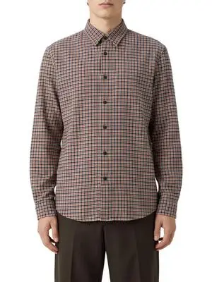 Dries Van Noten Long-sleeved Check Cotton Casual Shirt - Red