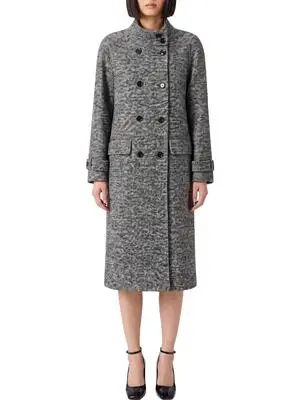 Dolce & Gabbana Long Double-breasted Wool Coat With High Collar And Martingale - Grey