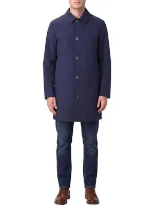 RRD Single-breasted Knee-length Trench Coat In Technical Fabric - Blue