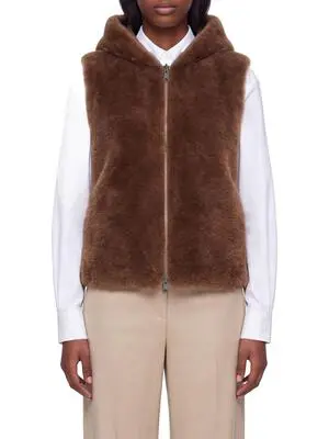 Brunello Cucinelli Hooded Faux Fur Gilet - Brown