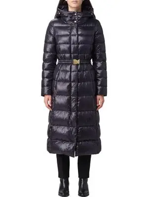Herno Water-repellent Long Quilted Nylon Down Jacket With Hood - Blue