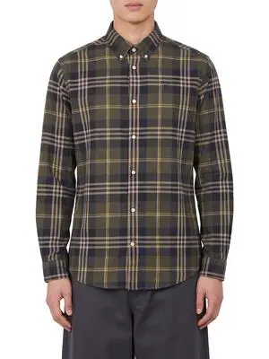 Barbour Long-sleeved Tartan Cotton Shirt With Button-down Collar - Green