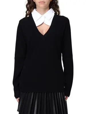 KARL LAGERFELD V-neck Viscose Blend Jumper With Long Sleeves And Applied Logo