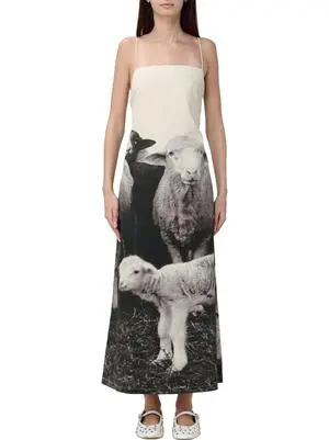 Moschino Graphic Print A-line Silk Midi Dress With Square Neckline - Multicolor