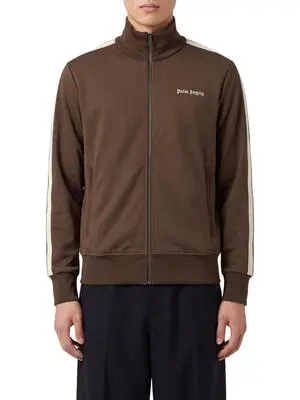 Palm Angels Technical Fabric Track Jacket With High Neck And Contrast Logo - Brown