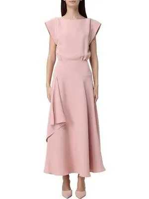 Karl Lagerfeld Sleeveless A-line Crêpe Midi Dress For Ceremonies And Cocktails - Pink