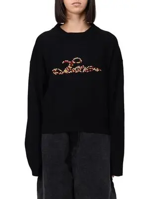 Paul Smith Embroidered-logo Merino Wool Crewneck Jumper - Black