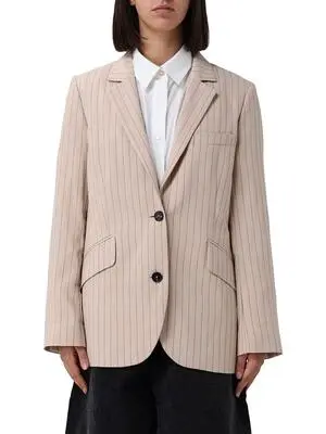 Paul Smith Pinstriped Viscose Single-breasted Blazer With Lapel Collar - Beige